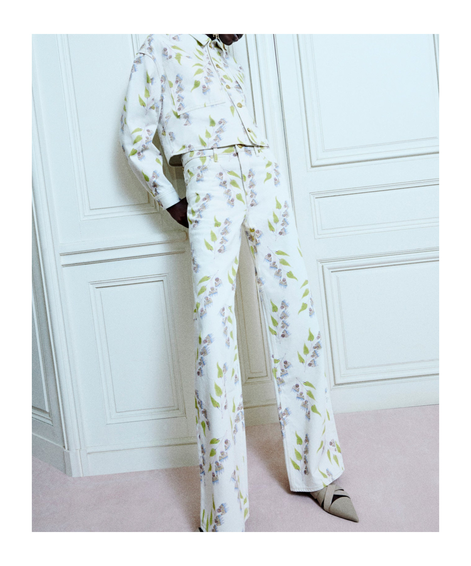 ULLA JOHNSON Ulla Johnson Floral Cropped Denim Jacket